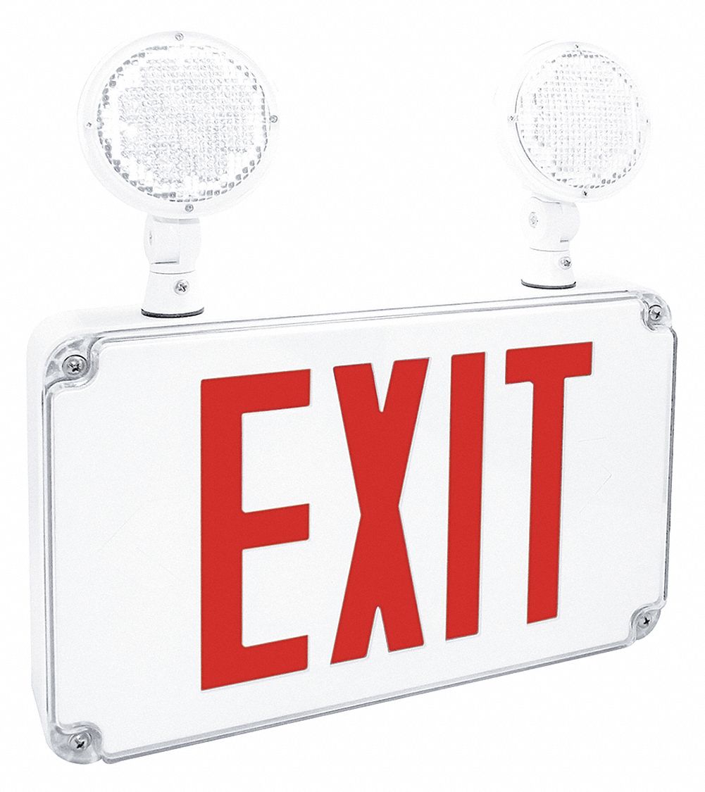 LED Emergency Combo Unit,Slim Wet,Red - Grainger