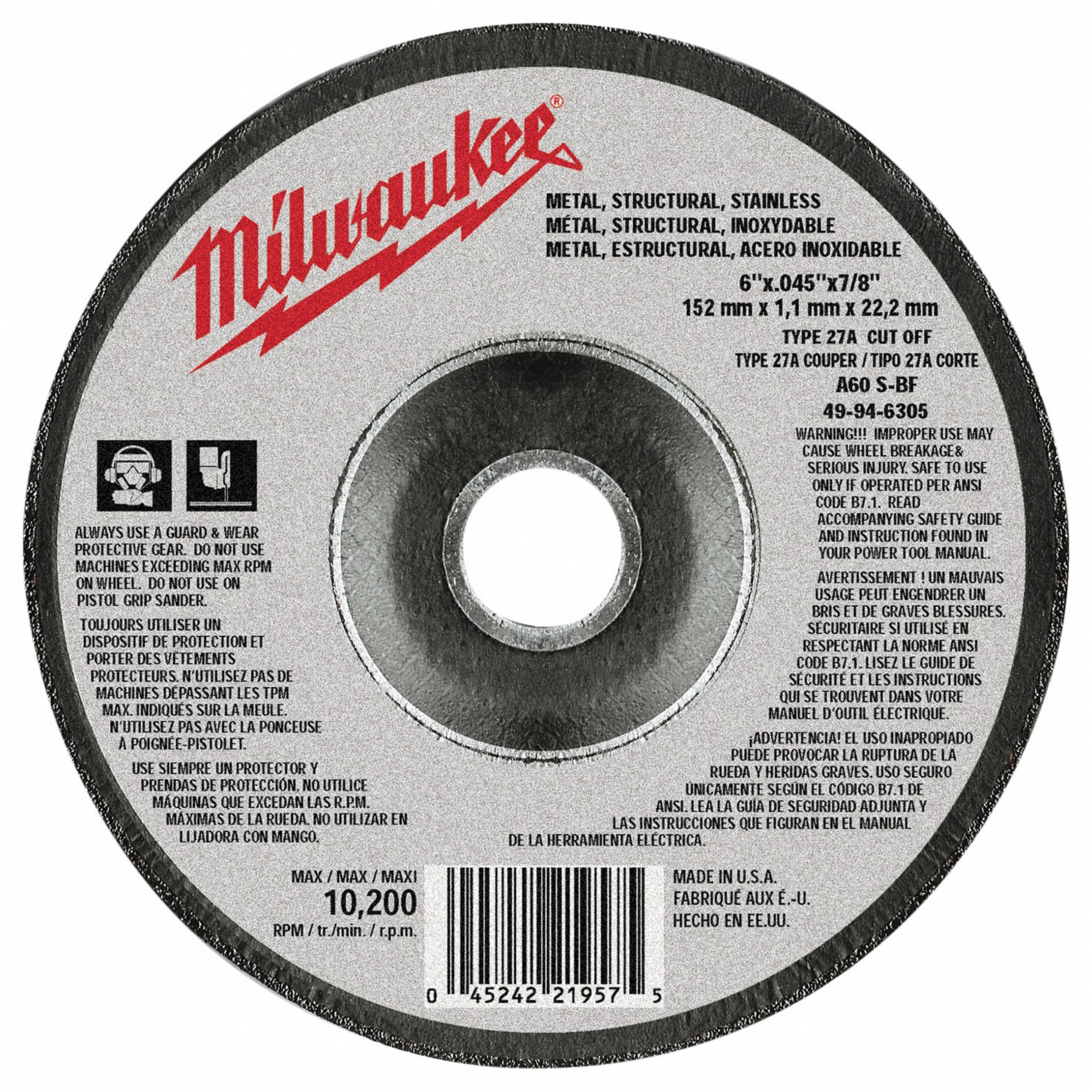 MILWAUKEE, 0, Cut-Off Wheel - 163G52|49-94-6305 - Grainger