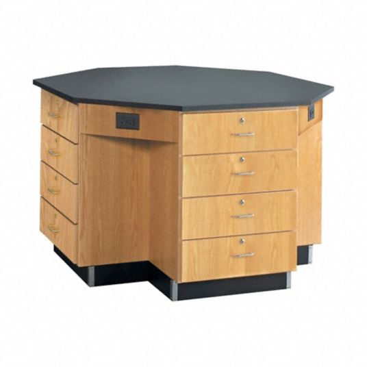 5 1/4 ft Overall Wd, 36 in Overall Ht, Octagon Workstation with Drawers ...