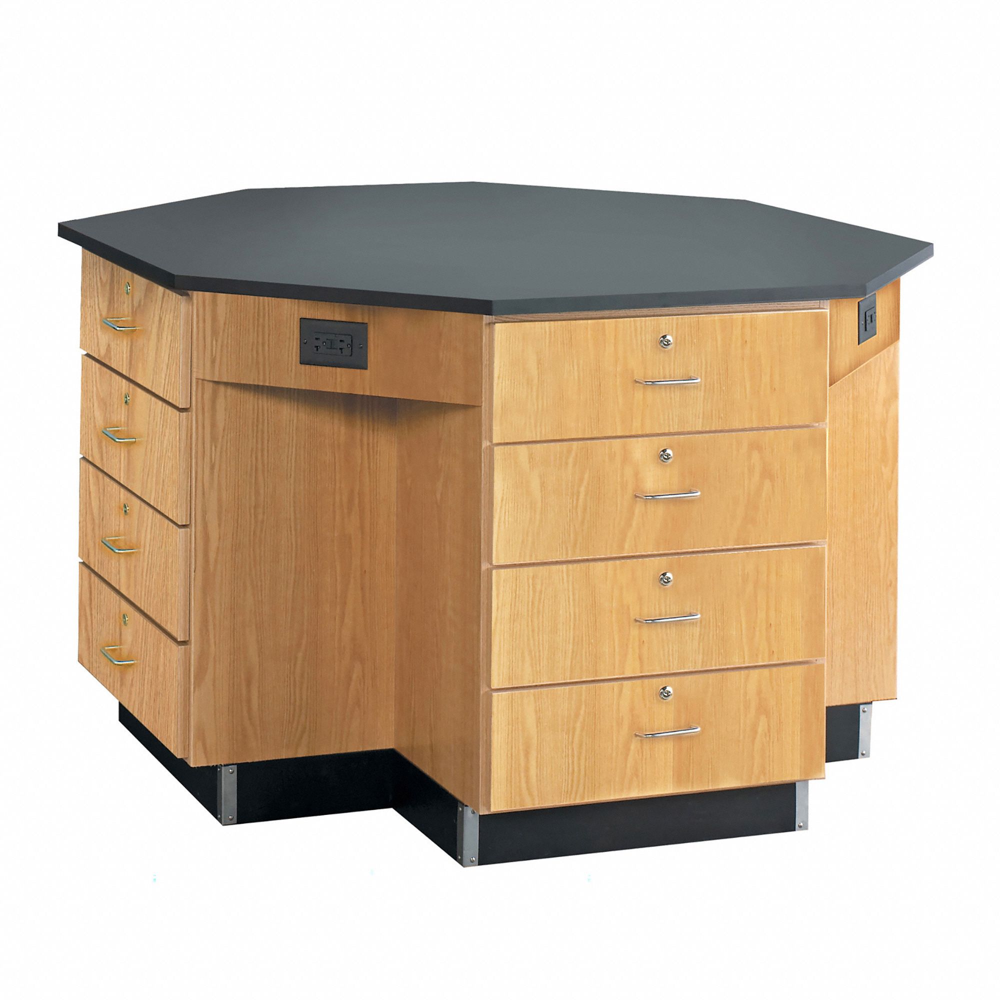 5 1/4 ft Overall Wd, 36 in Overall Ht, Octagon Workstation with Drawers ...