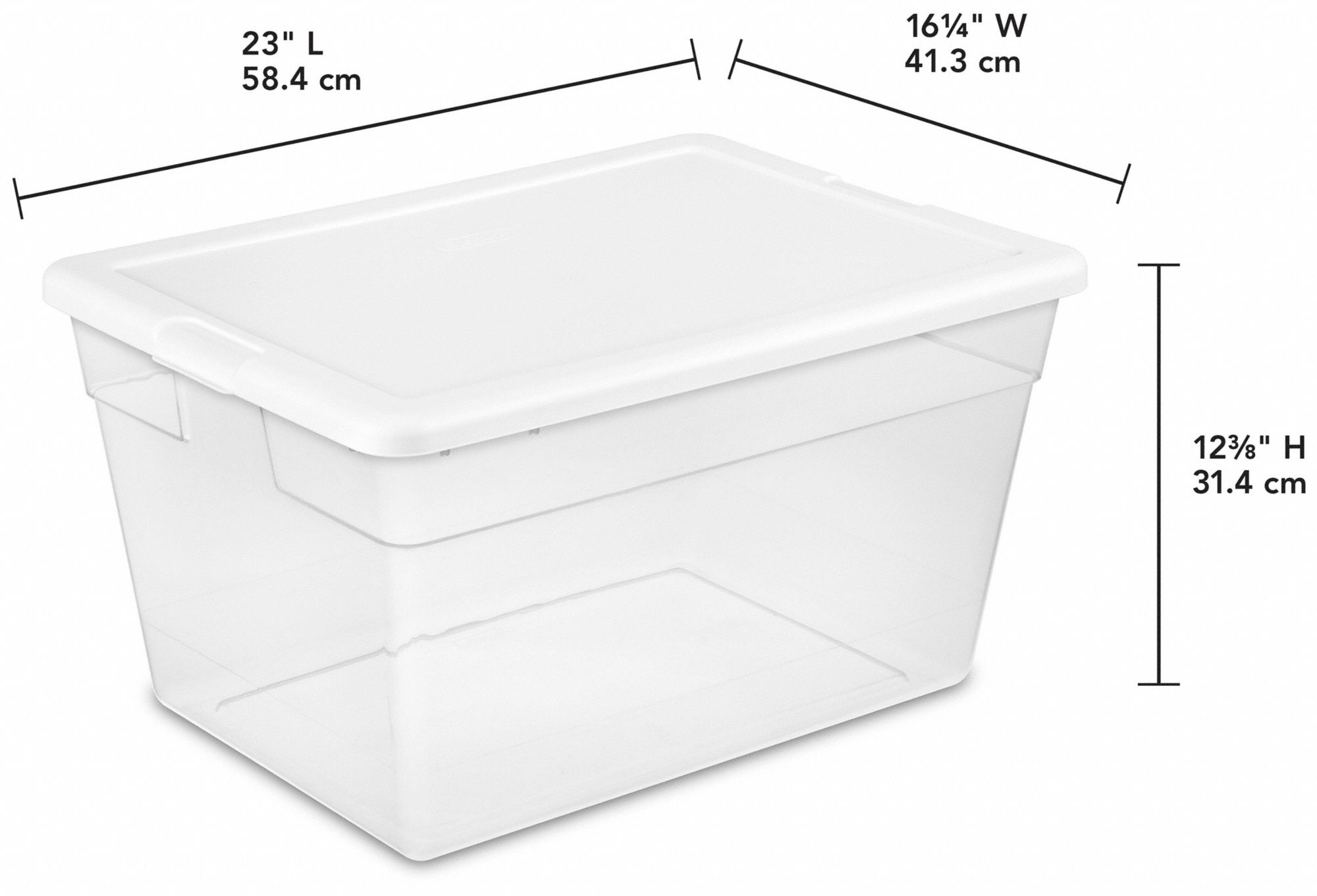 STERILITE Storage Tote: 14 gal, 23 in x 16 1/4 in x 12 3/8 in, Clear ...