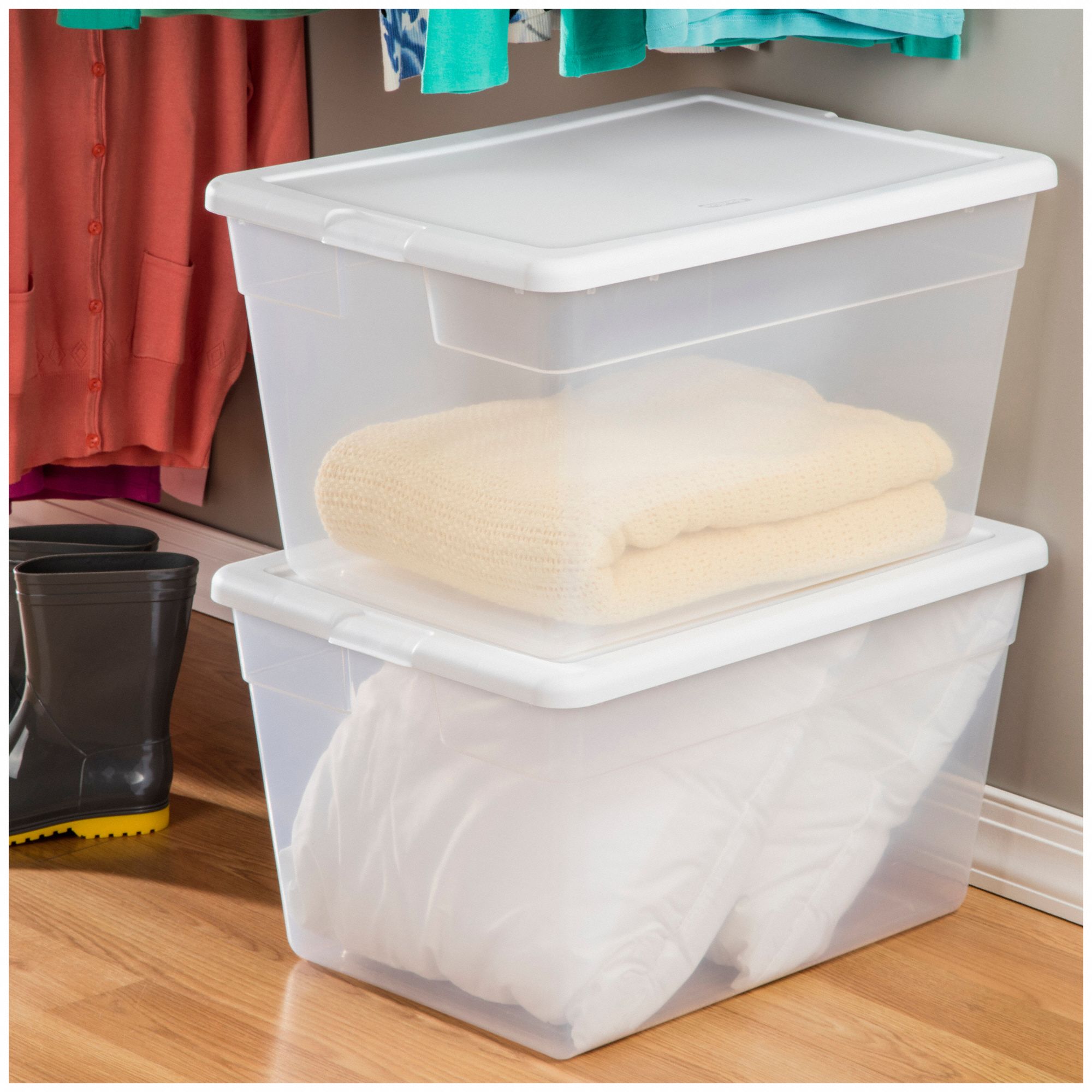 STERILITE Storage Tote: 14 gal, 23 in x 16 1/4 in x 12 3/8 in, Clear ...