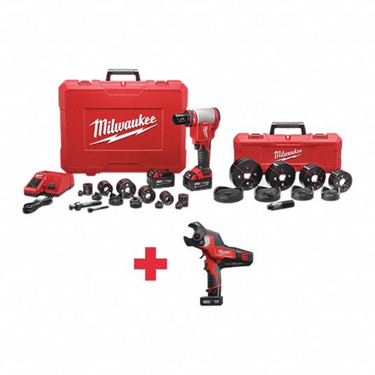 MILWAUKEE, 2 Tools, Cable Cutter/Knockout Tool, Cordless Combination ...