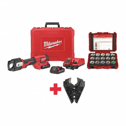 MILWAUKEE Cordless Crimping Tool Kit: 6 ton Max. Crimping Force, U ...