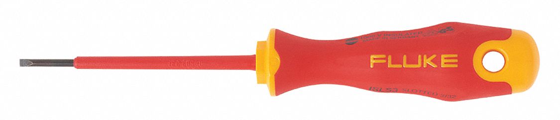 FLUKE, 3/32 in Tip Size, Std Lg, Insulated Slotted Screwdriver - 165NV1 ...