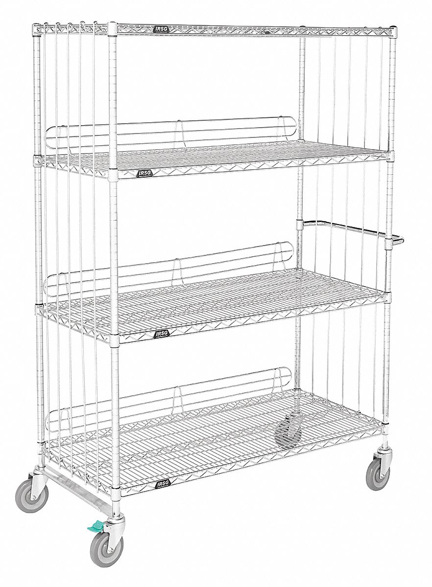 Dual-Side-Access Wire Stock Cart with Adjustable-Height Wire Shelves ...