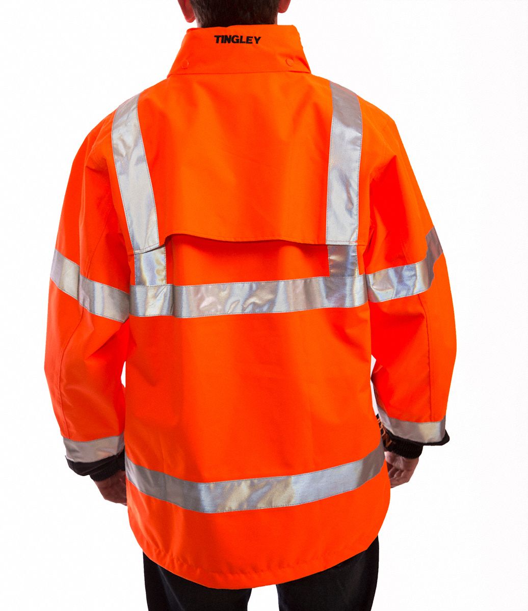 TINGLEY High Visibility Rain Jacket with hood: U, ANSI Class 3, 2XL ...