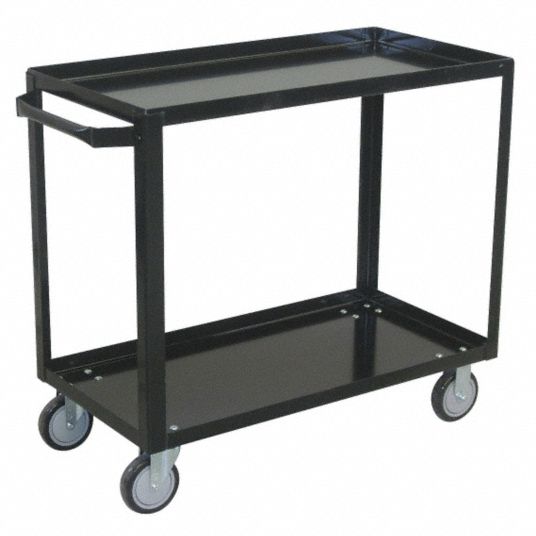 Flat Handle Utility Cart, Load Capacity 800 lb, Number of Shelves 2 ...