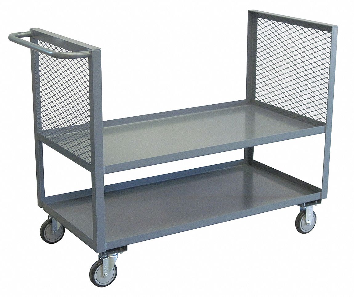 2 Sided Mesh Stock Cart, 1400 lb, 2 Number of Shelves, 60 in x 30 in ...