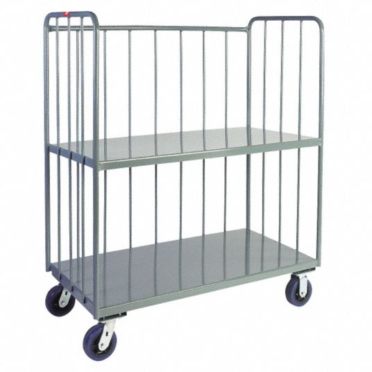 3 Sided Slat Stock Cart, 3000 lb, 2 Number of Shelves, 60 in x 24 in ...