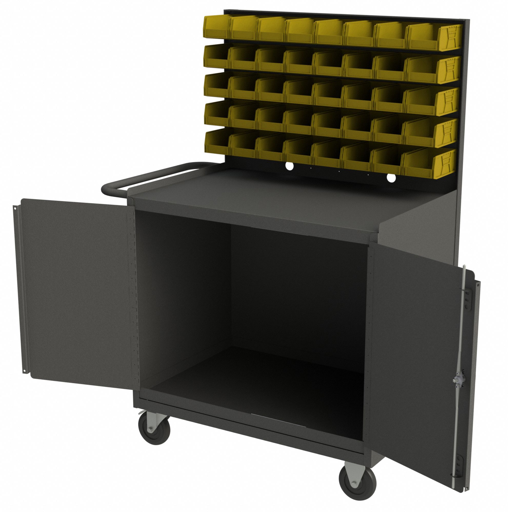 GRAINGER APPROVED Steel Mobile Workstation with Louvered Storage: 1,400 ...