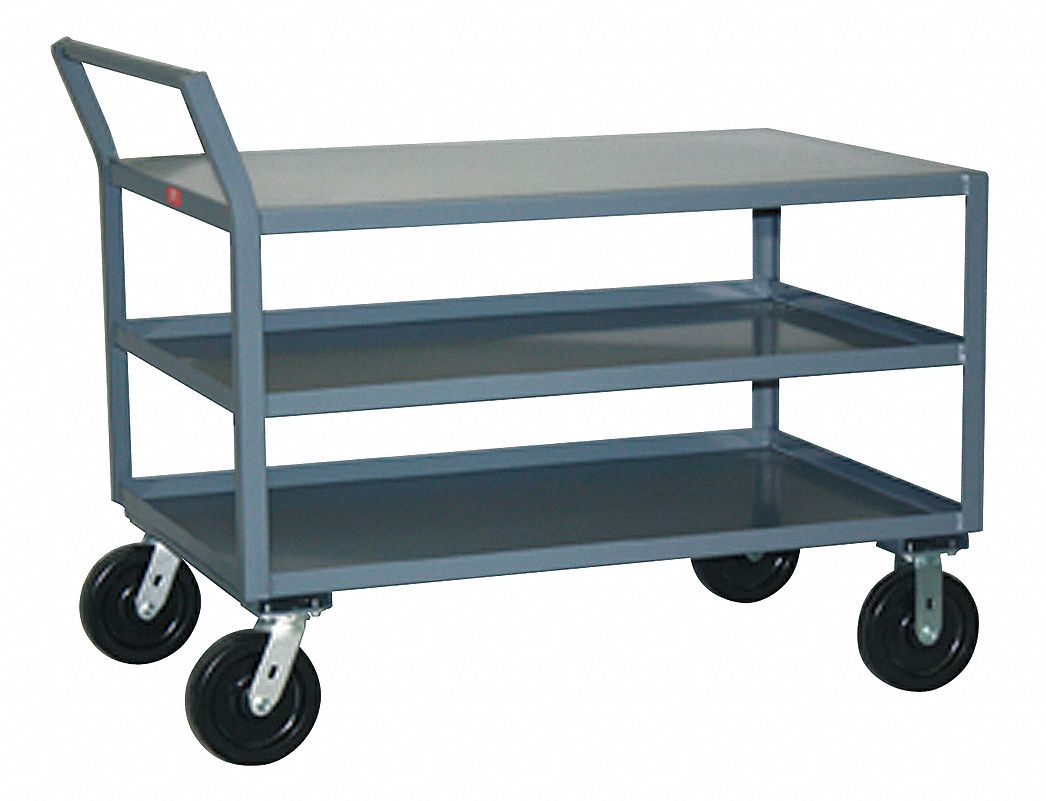 Raised Handle Utility Cart, Load Capacity 4800 lb, Number of Shelves 3 ...
