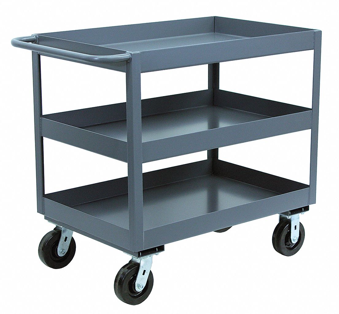 Flat Handle Deep Shelf Utility Cart, Load Capacity 2400 lb, Number of ...