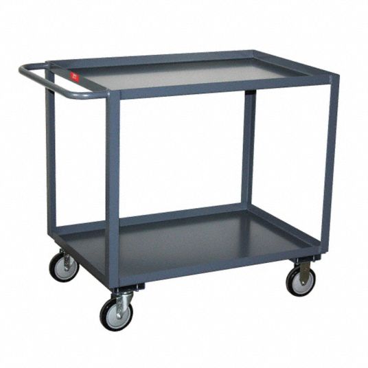 Flat Handle Utility Cart, Load Capacity 1400 lb, Number of Shelves 2 ...