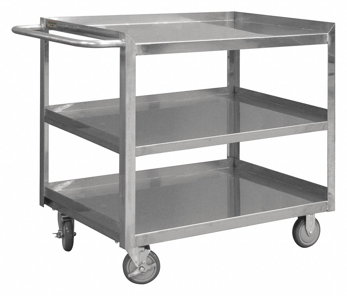 DURHAM MFG STAINLESS STOCK CART,3 SHELVES - Metal Shelf and Utility ...