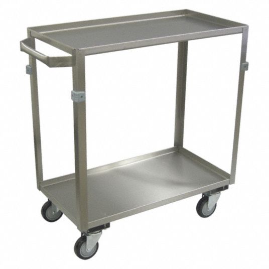Flat Handle Utility Cart, Load Capacity 600 lb, Number of Shelves 2 ...