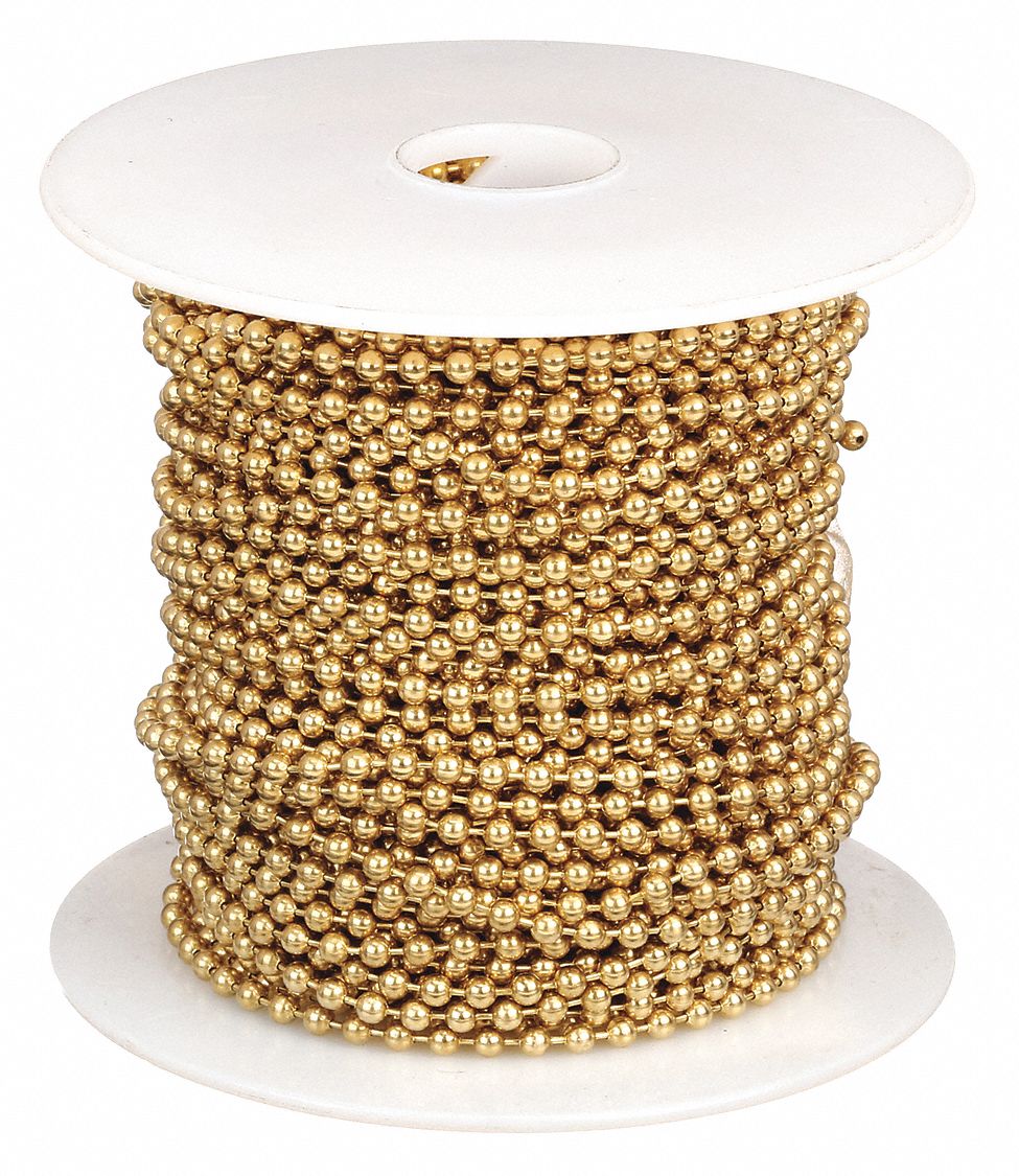 Ball Chain, 0.125 in Wire Dia, Beaded Chain Spool - 16D514|31800 - Grainger
