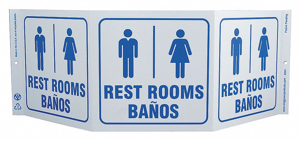 ZING SAFETY SIGN,REST ROOMS,BILINGUAL - Restroom Signs - ZNG3061 | 3061 ...