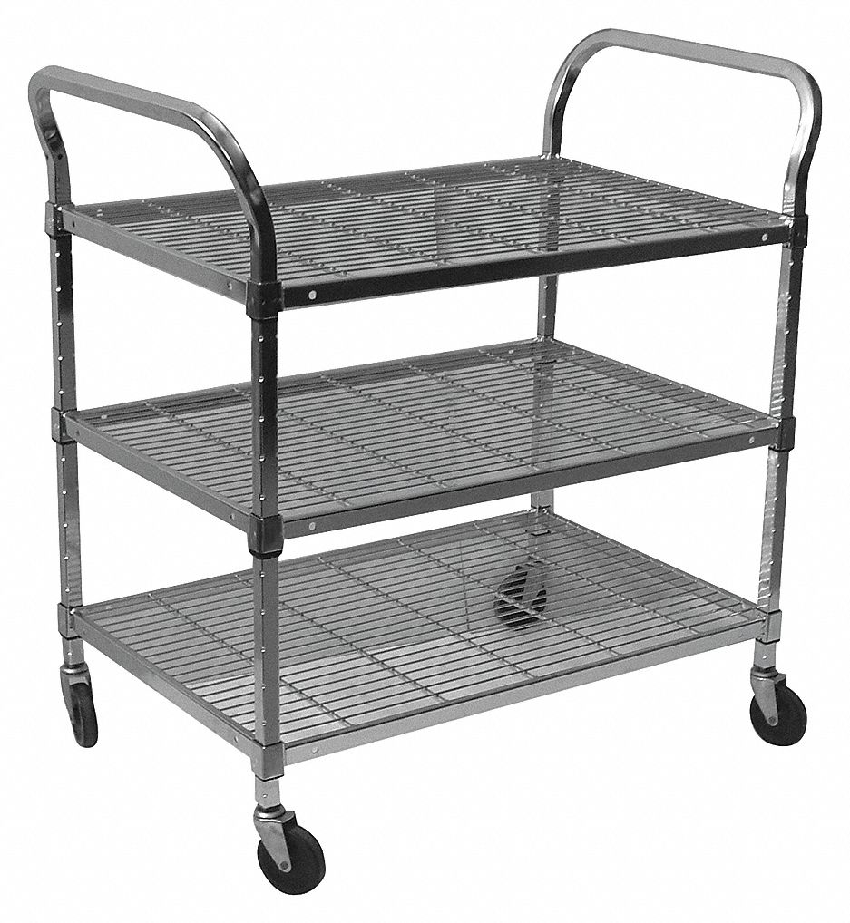 APPROVED VENDOR WIRE CART,3 SHELF,48X24X39,CHROME - Wire Shelf and ...