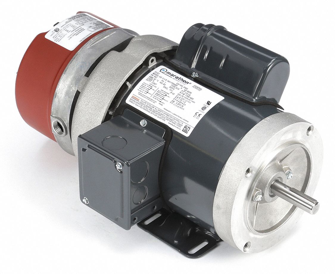 MARATHON MOTORS, Totally Enclosed Fan-Cooled, 1/3 HP, Brake Motor ...