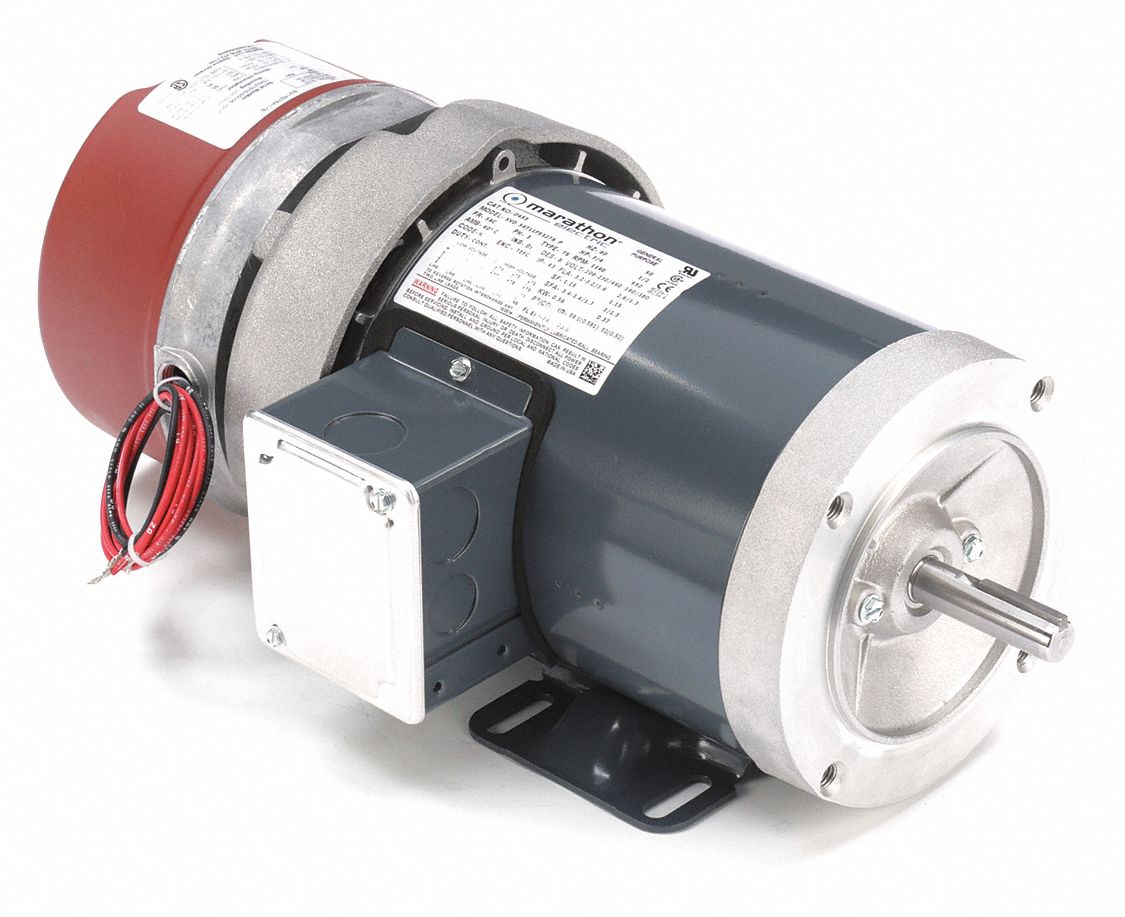 MARATHON MOTORS Brake Motor, 3/4 HP, 3-Phase, Nameplate RPM 1140 ...