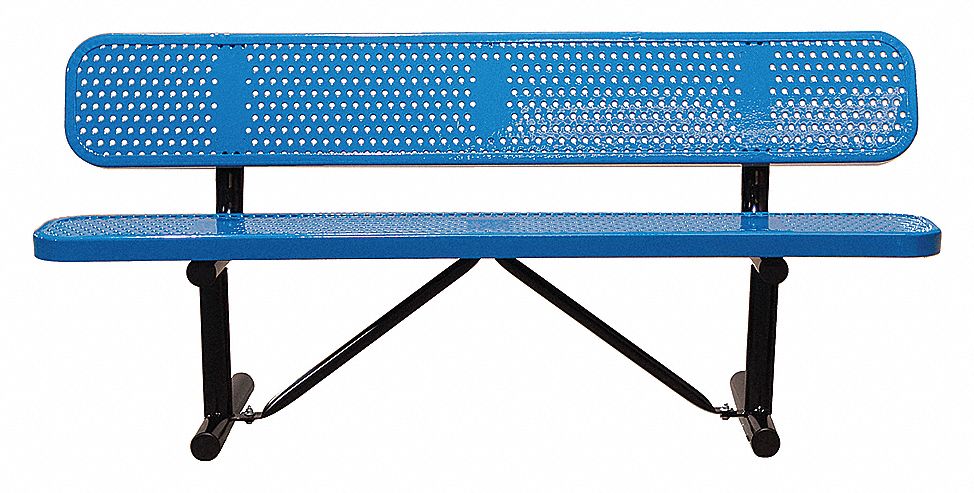 APPROVED VENDOR BENCH,PERFORATED METAL,BLUE,LENGTH - Outdoor Benches ...