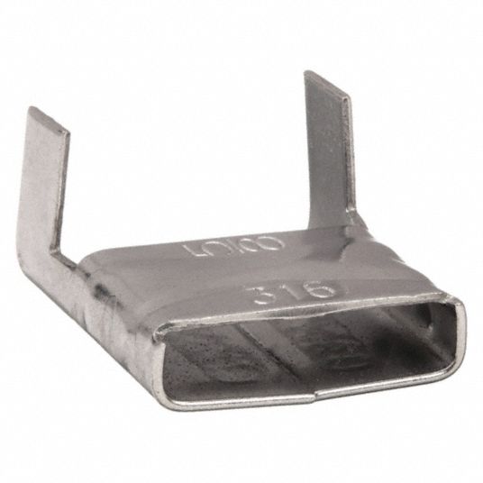 Fits 5/8 in Strap Wd, 316 Stainless Steel, Banding Clip - 16P347|GRE455 ...