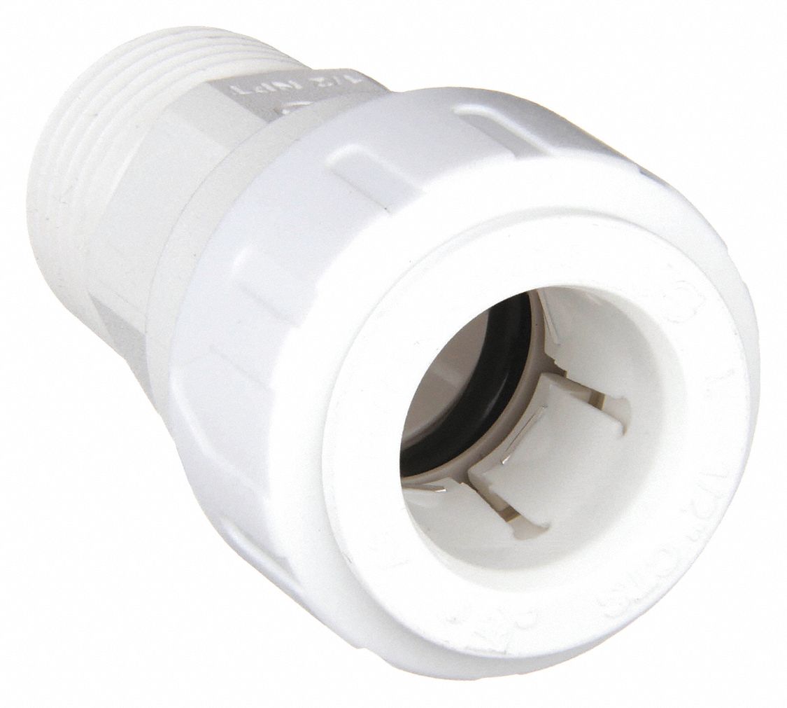 JOHN GUEST, 1/2 in OD x 1/2 in Pipe Size, Push-to-Connect x MNPT, Push ...