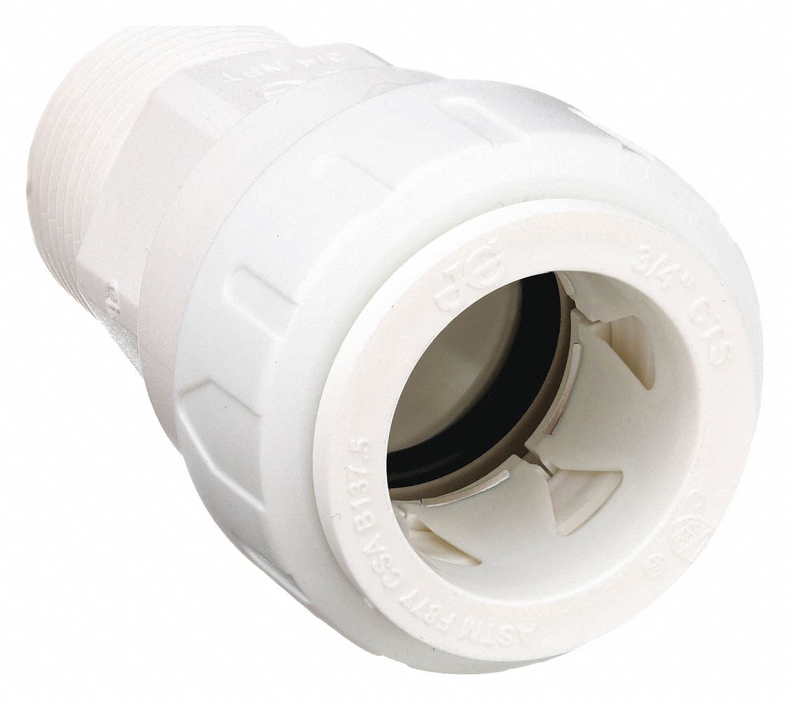 JOHN GUEST, 3/4 in OD x 3/4 in Pipe Size, Push-to-Connect x MNPT, Push ...