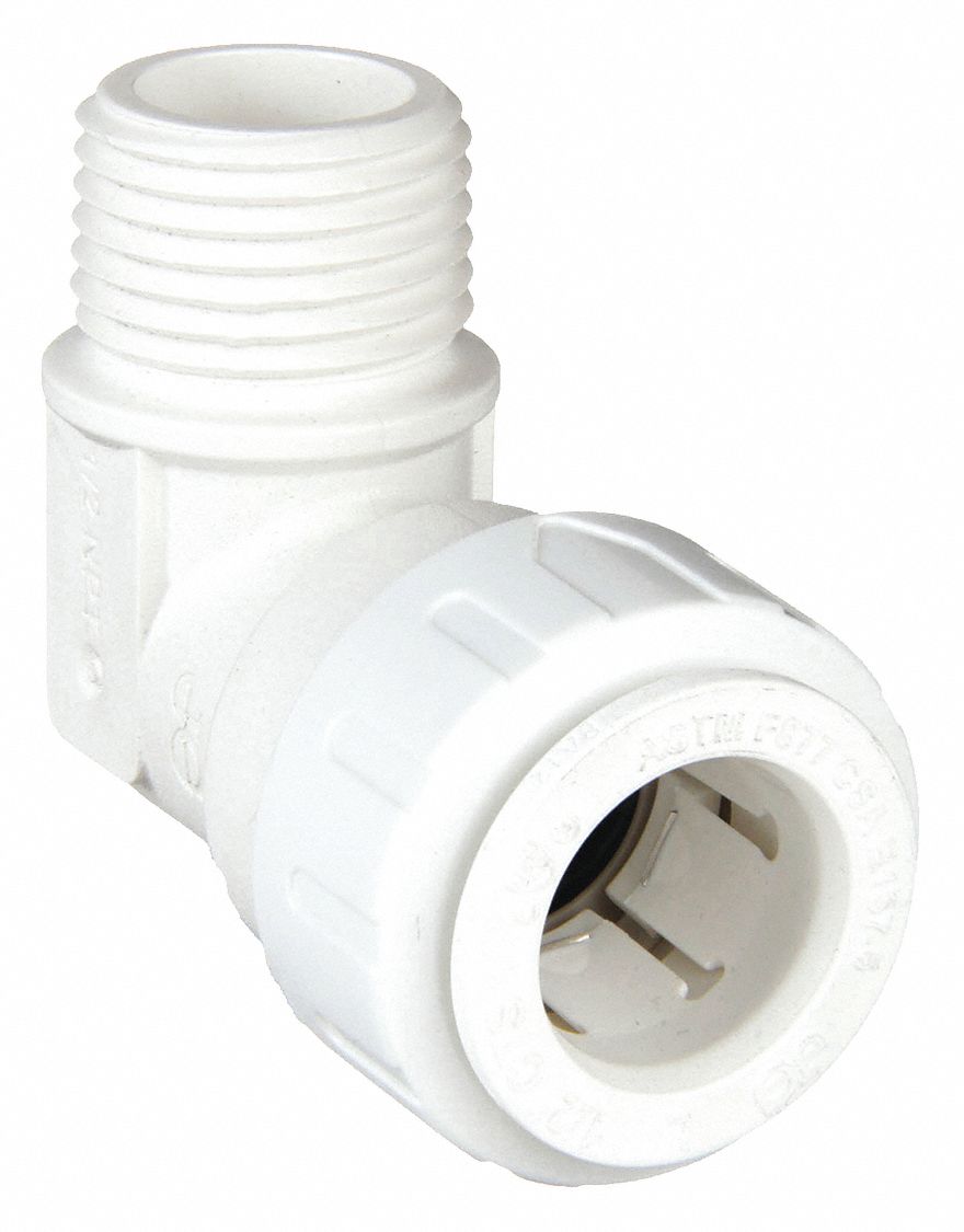 JOHN GUEST, 1/2 in OD x 1/2 in Pipe Size, Push-to-Connect x MNPT, Push ...