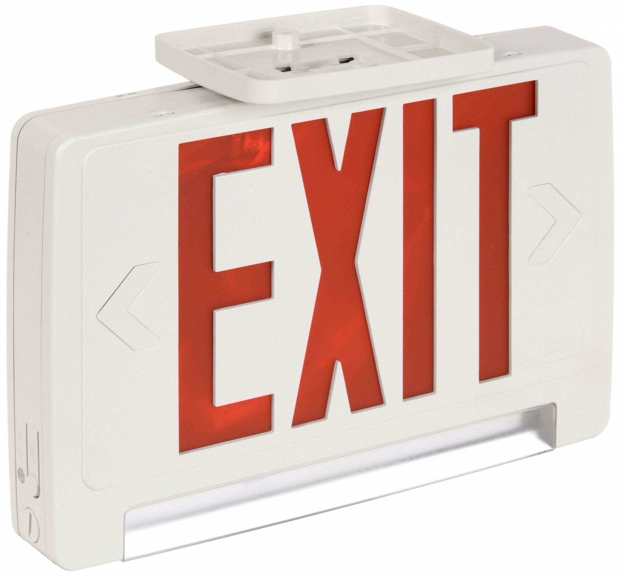 White, 1 or 2 Faces, Exit Sign with Emergency Lights - 16U220|ECBR LED ...