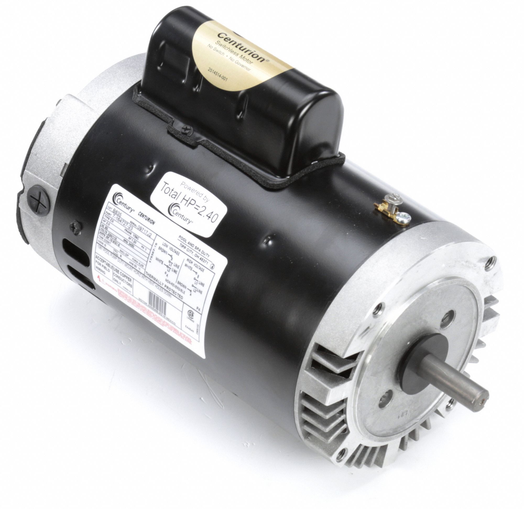 CENTURY Pool and Spa Pump Motor: Face Mounting, 2 HP, 1.2 Motor Service ...