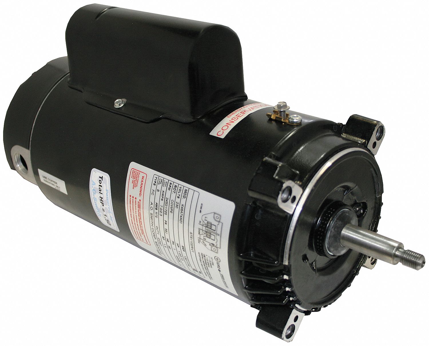 3/4, 1/10 HP Pool Pump Motor, Capacitor-Start/Run, 230V, 56J Frame ...
