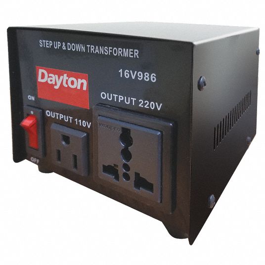 DAYTON Step Up/Step Down Voltage Converter, Converts 110 to 220V AC, 220 to 110V AC, 500VA VA ...