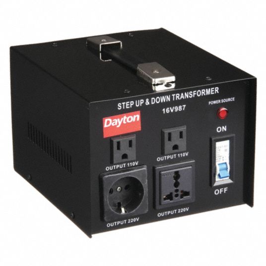 DAYTON, 110 to 220V AC/220 to 110V AC, 1.5kVA, Step Up/Step Down ...