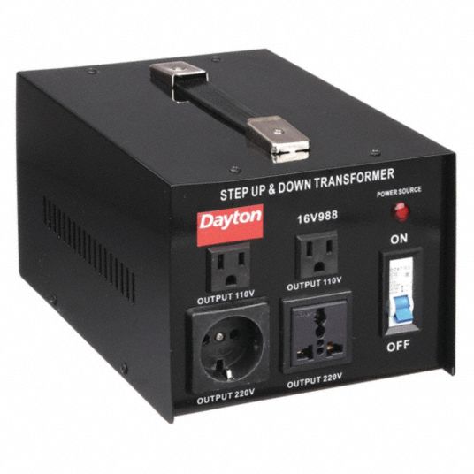 DAYTON, 220 to 110V AC/110 to 220V AC, 3kVA, Step Up/Step Down Voltage ...