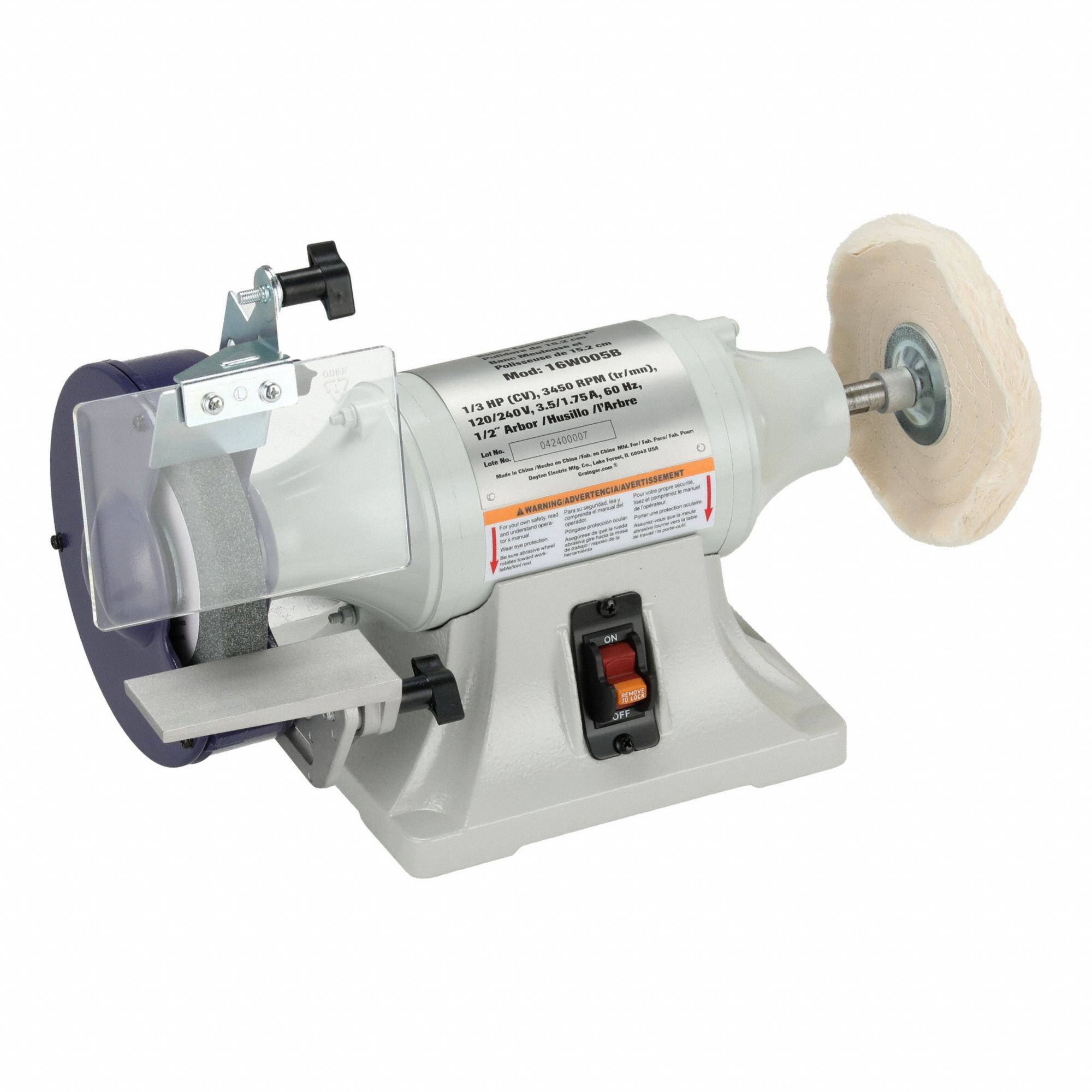 DAYTON, Fixed Speed, 1/3 hp, Bench Grinder & Buffer - 16W005|16W005 ...