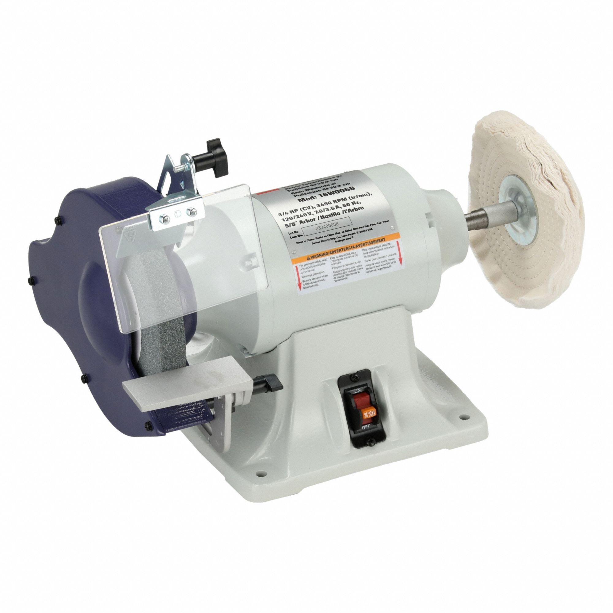 DAYTON, Fixed Speed, 3/4 hp, Bench Grinder & Buffer - 16W006|16W006 - Grainger