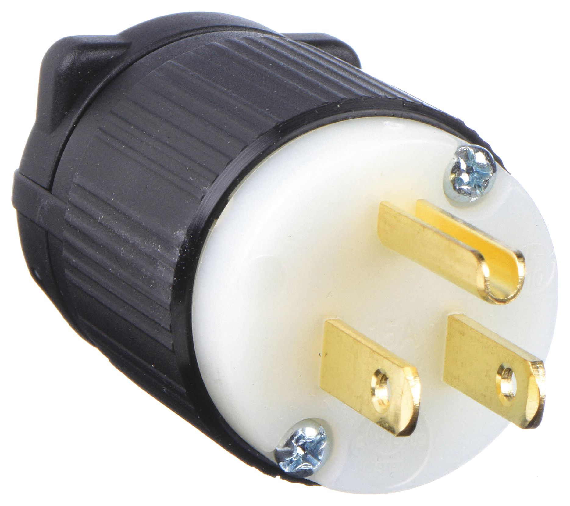 15 AA General Grade Straight Blade Plug, Black/White; NEMA ...