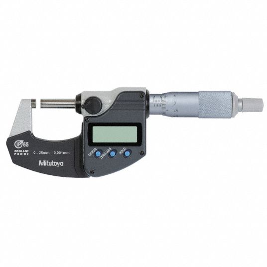 MITUTOYO IP65 Digital Outside Micrometer, Range 0 mm to 25 mm, IP ...