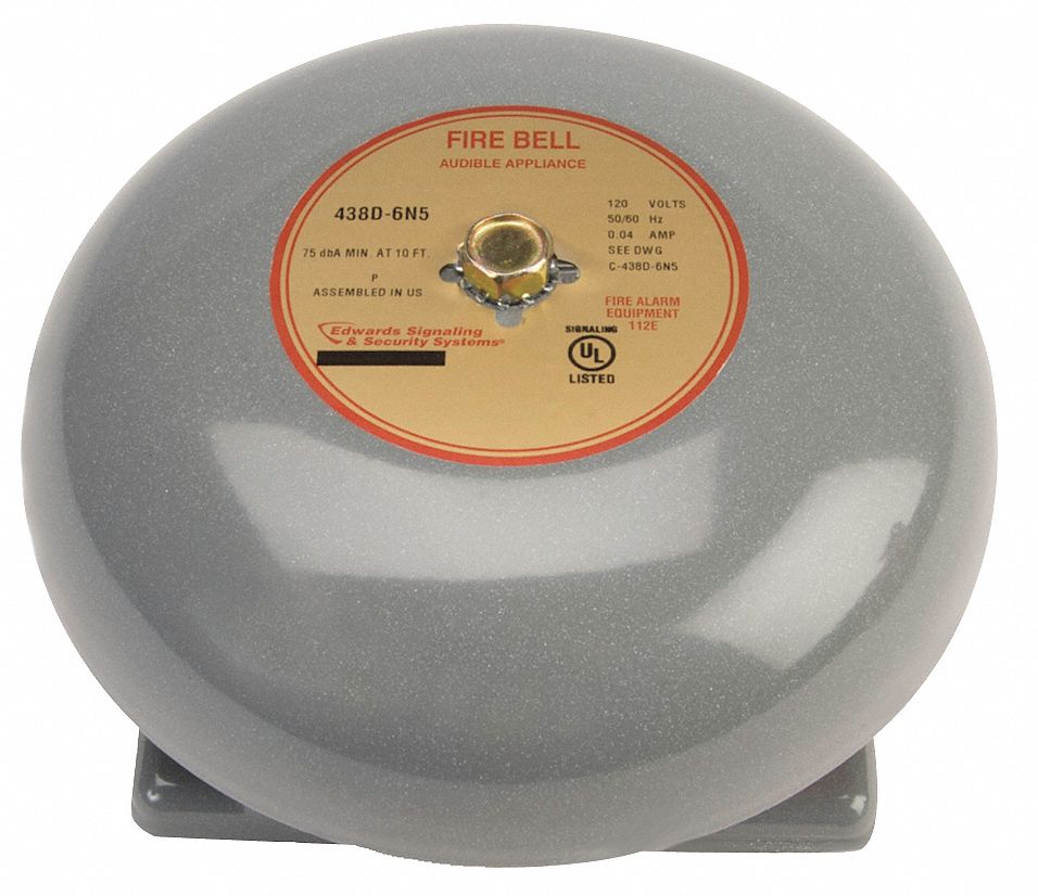 EDWARDS SIGNALING, 120V AC, Bell Sound, Fire Bell - 16X281|438D-6N5 ...