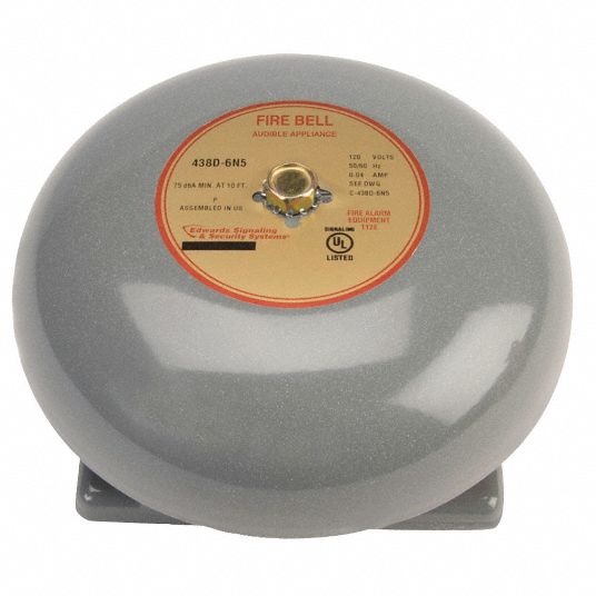EDWARDS SIGNALING, 120V AC, Bell Sound, Fire Bell - 16X281|438D-6N5 ...