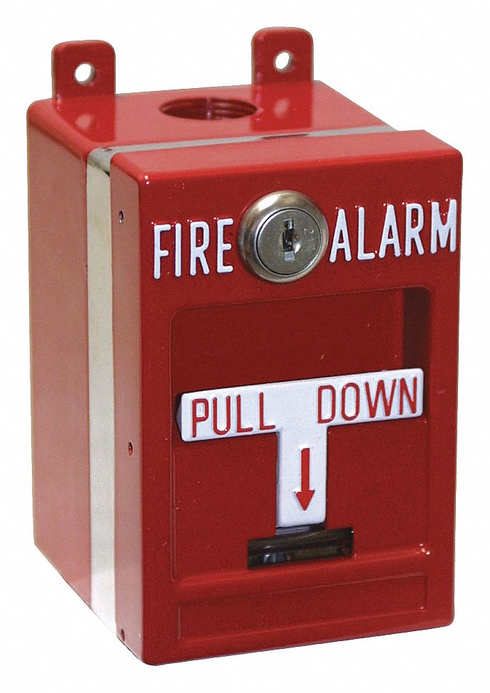 EDWARDS SIGNALING, Double Action/DPDT/Key Reset, Red, Fire Alarm Pull ...