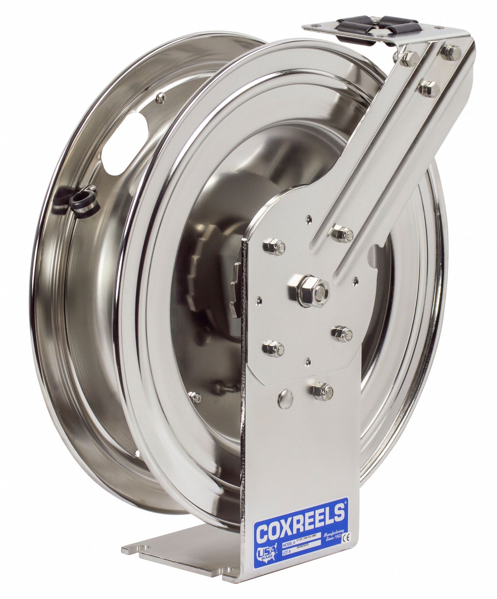 COXREELS Spring Return Hose Reel: 25 ft (1/2 in I.D.), 300 psi Max Op ...