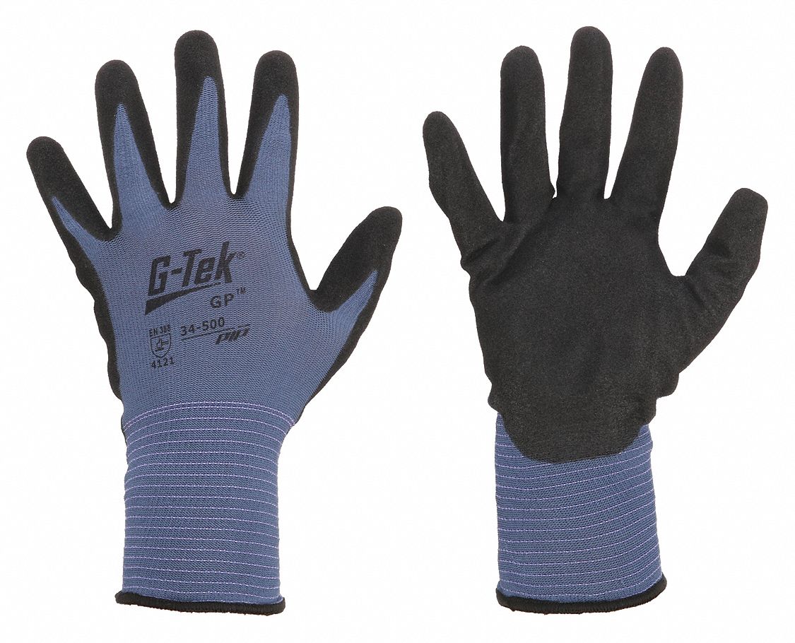 Coated Gloves,Nitrile,XL,Purple/Black,PR - Grainger