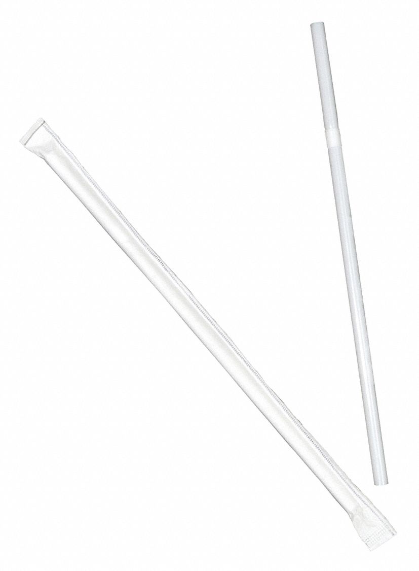 DIXIE, White, 7 3/4 in Lg, Disposable Straw - 181N69|FXW7 - Grainger
