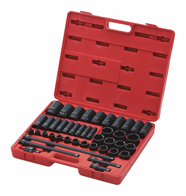 SUNEX TOOLS, Master Impct Socket Set,SAE,43 pcs.,1/2" - 182L27|2568 ...