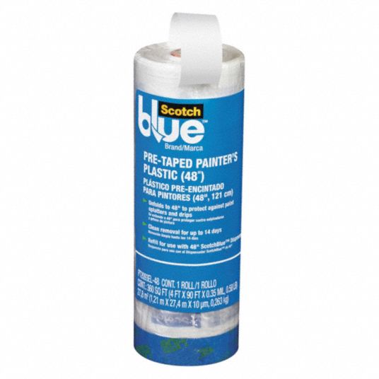 SCOTCHBLUE, 6, PK, Painter Plastic PreTape,48" x 25 yd.,PK6 - 182W48 ...