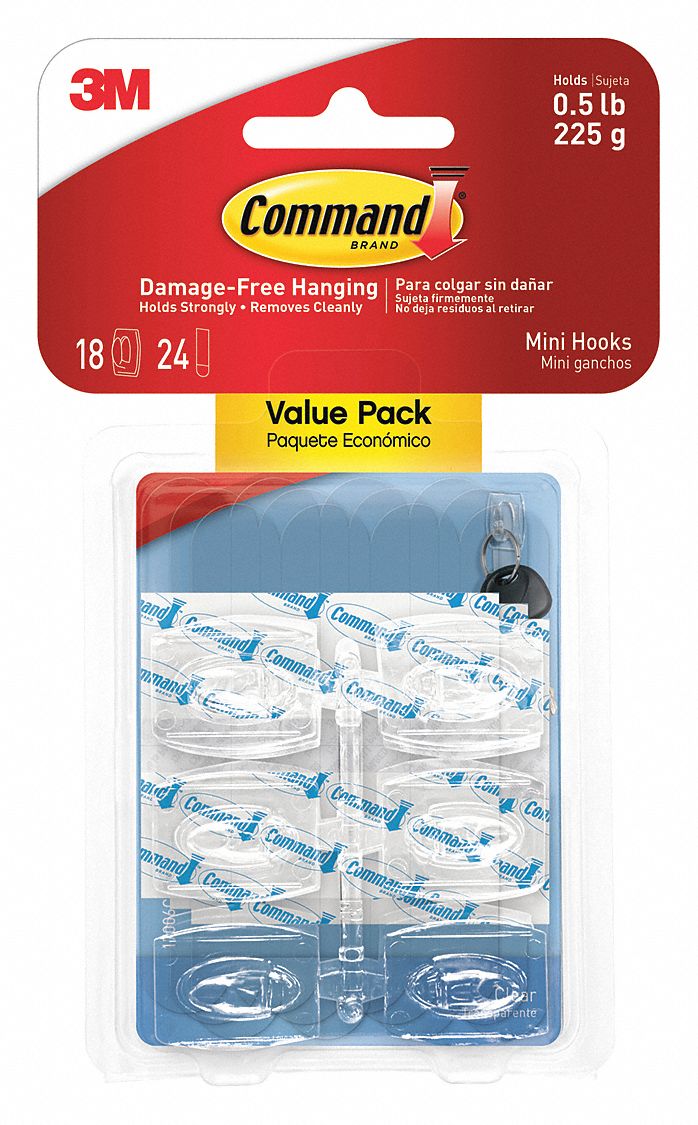 Command 1 2 Lb Wt Capacity 1 Points Per Hook Hook Set 184u55 17006clr 18es Grainger