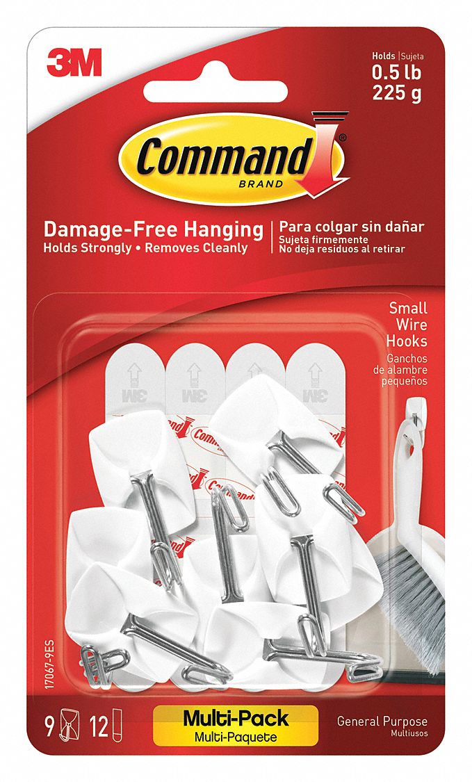 COMMAND, 1/2 lb Wt Capacity, 1 Points per Hook, Hook Set - 184U69|17067 ...